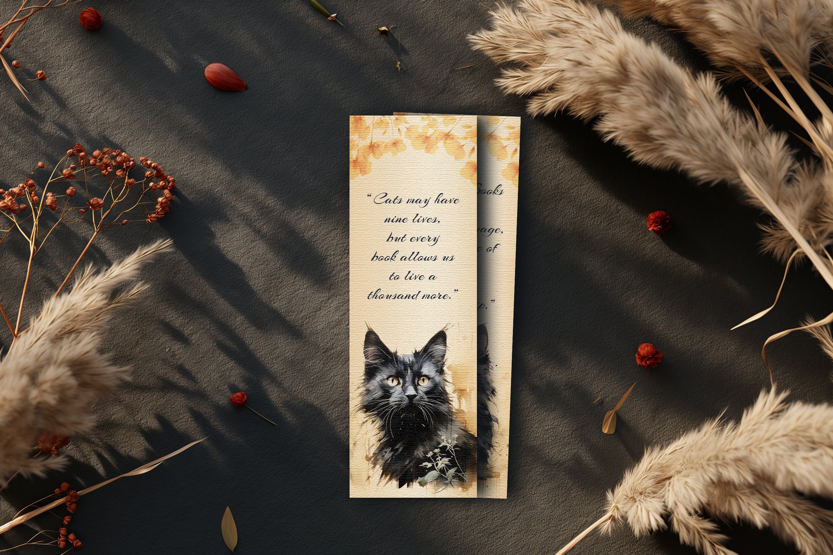 Cat Bookmark PNG, 5 Cat Lover Printable Bookmarks, Watercolor Cat Art ...