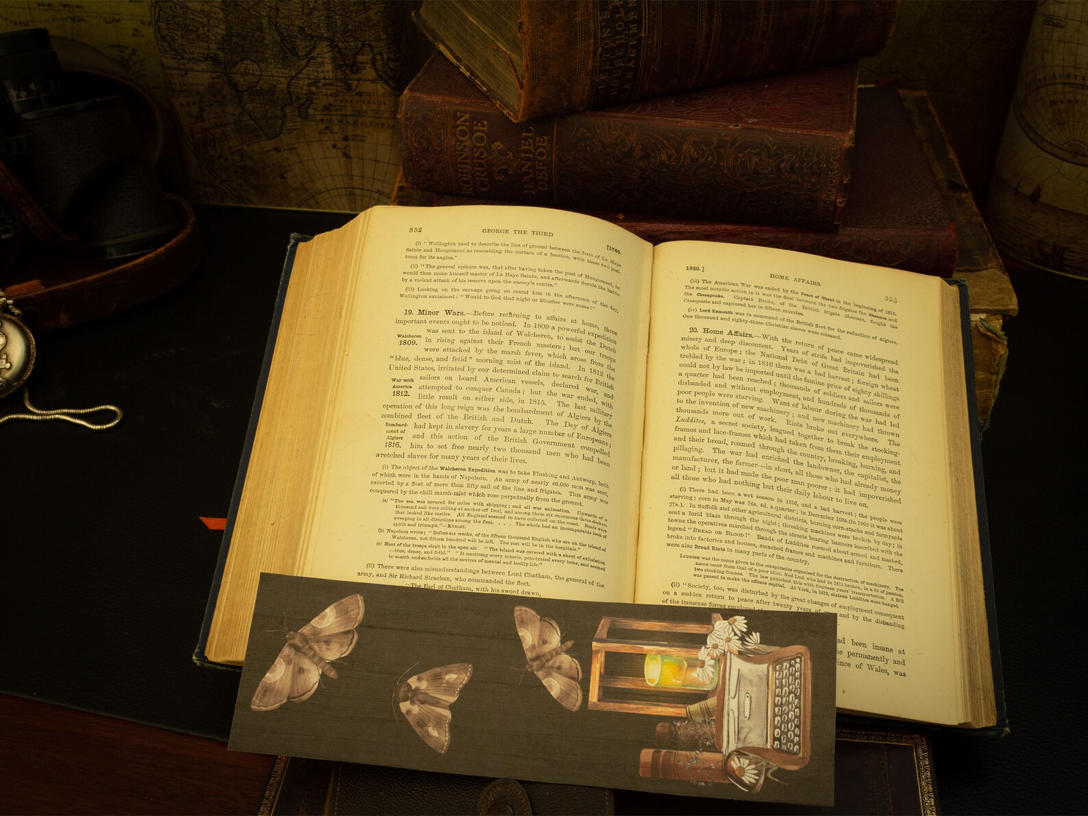 Dark Academia Printable Bookmark Set. Watercolor Moths, Candles & Books ...