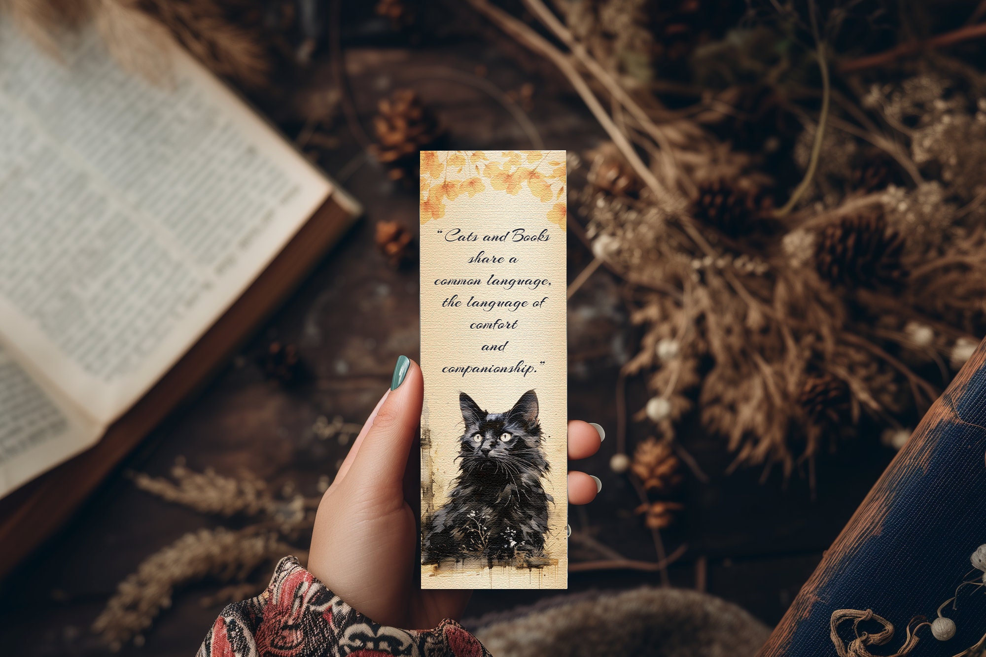 Cat Bookmark PNG, 5 Cat Lover Printable Bookmarks, Watercolor Cat Art ...