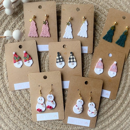 Christmas Tree Dangles Boho Clay Earrings Clay Earrings - Etsy