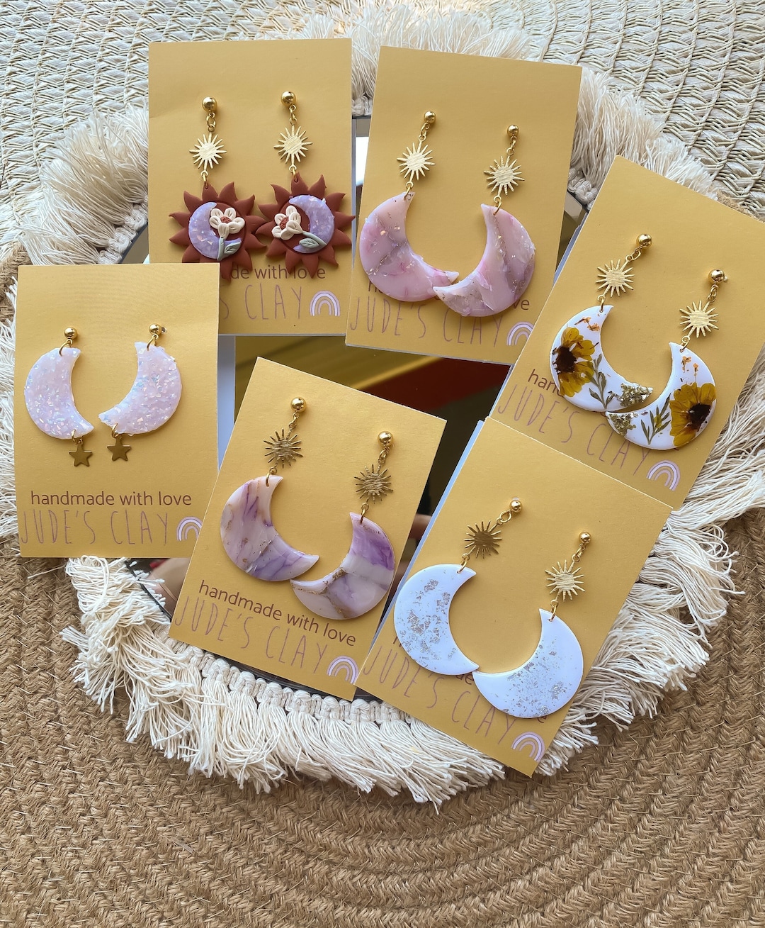 Moon Clay Earrings - Etsy