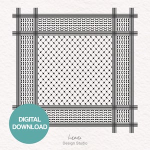 Palestinian Keffiyeh Scarf Pattern Digital Download Black and White ...