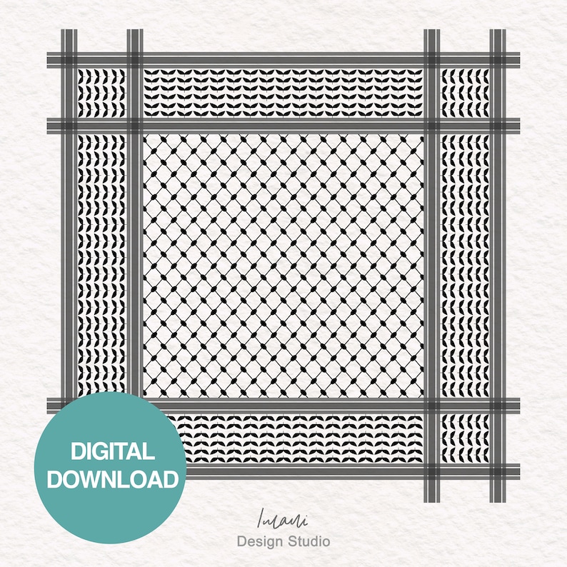 Palestinian Keffiyeh Scarf Pattern Digital Download Black and White ...