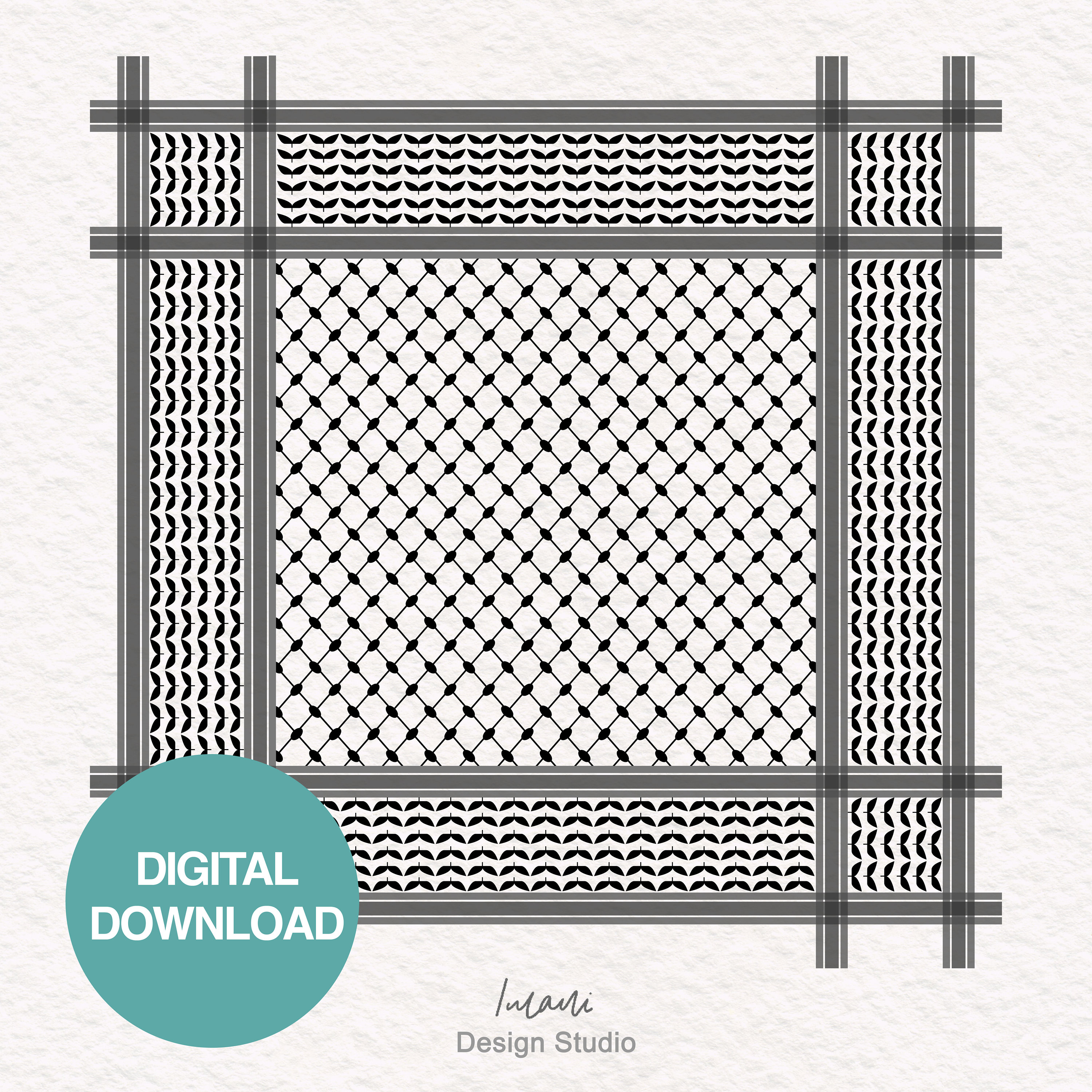 Palestinian Keffiyeh Scarf Pattern Digital Download Black and White ...