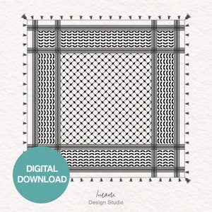 Palestinian Keffiyeh Scarf Pattern Digital Download Black and White ...