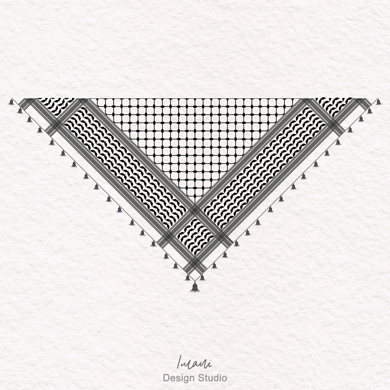 Palestinian Keffiyeh Scarf Folded Pattern Digital Download Black and ...