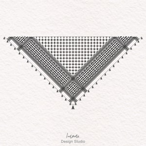 Palestinian Keffiyeh Scarf Folded Pattern Digital Download Black and ...