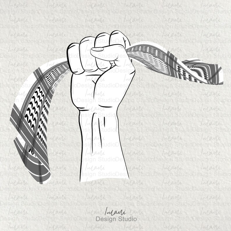 Palestinian Keffiyeh Hand Holding Scarf Keffiya Artwork Digital ...