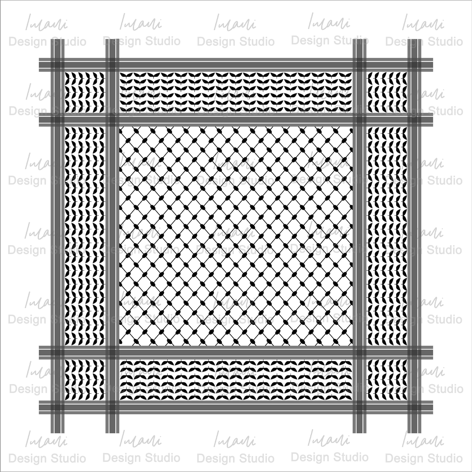 Palestinian Keffiyeh Scarf Pattern Digital Download Black and White ...