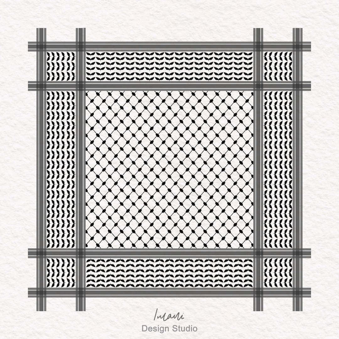 Palestinian Keffiyeh Scarf Pattern Digital Download Black and White ...