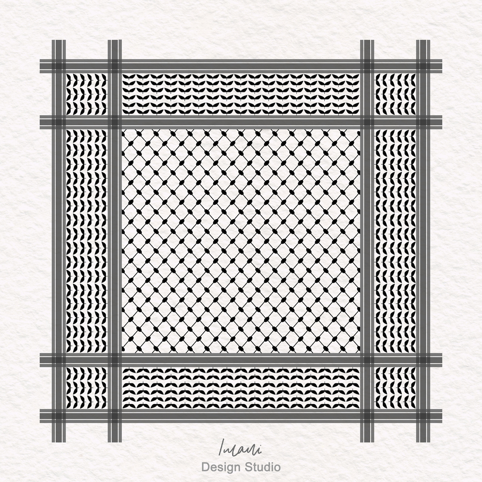 Palestinian Keffiyeh Scarf Pattern Digital Download Black and White ...