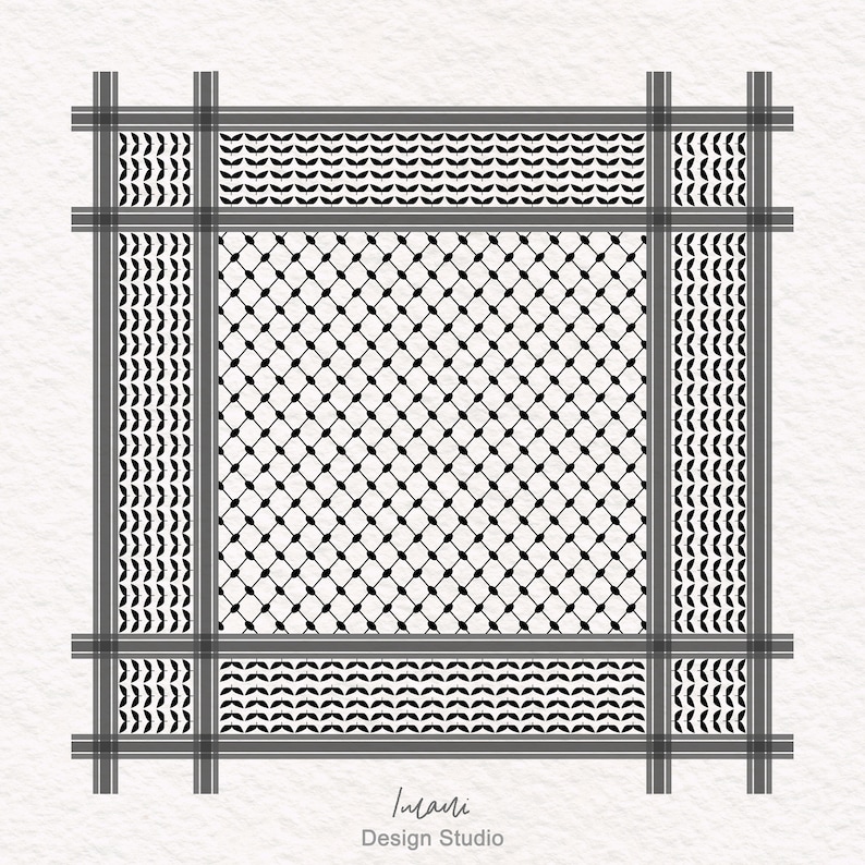 Palestinian Keffiyeh Scarf Pattern Digital Download Black and White ...