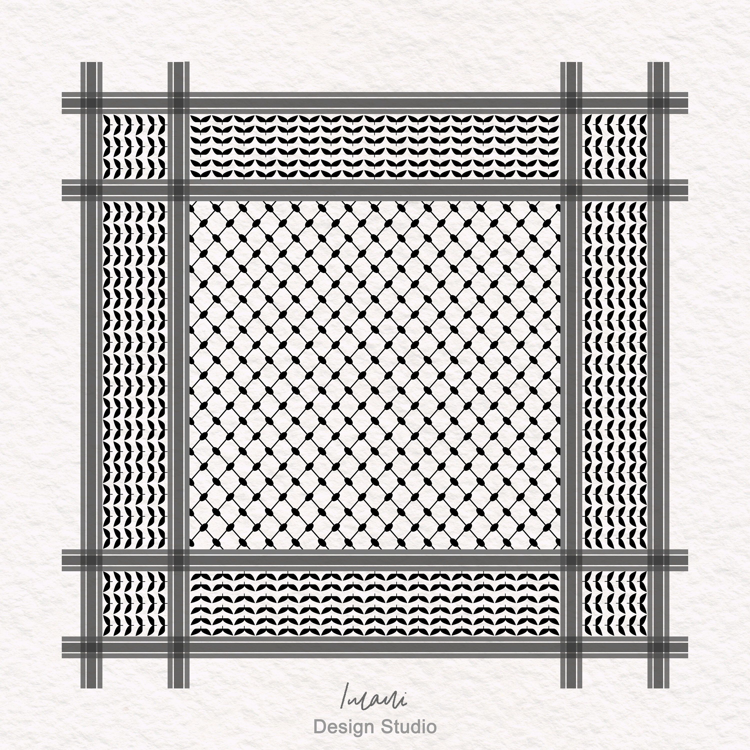 Palestinian Keffiyeh Scarf Pattern Digital Download Black and White ...