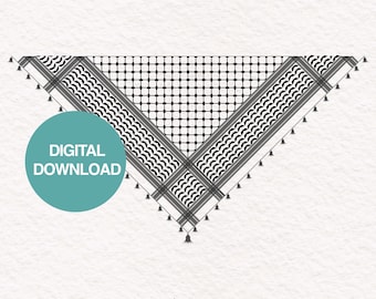 Palestinian Keffiyeh Scarf Pattern Digital Download Black and White ...