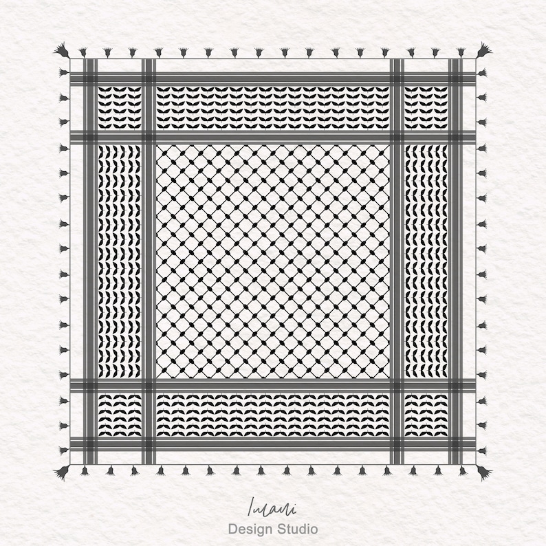 Palestinian Keffiyeh Scarf Pattern Digital Download Black and White ...