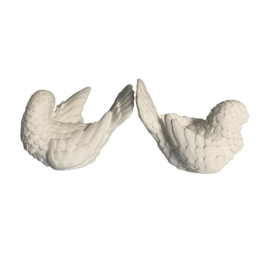 A. Santini White Alabaster Love Birds Doves Sculptures Set of 2 Made in ...