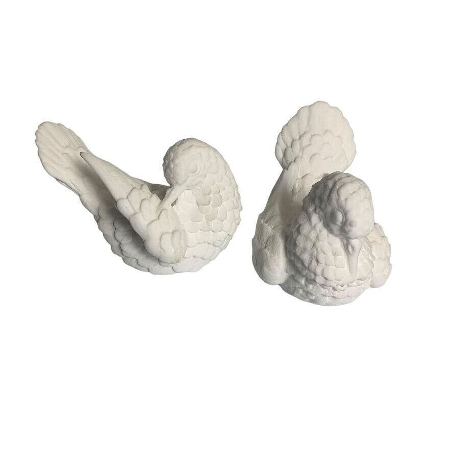 A. Santini White Alabaster Love Birds Doves Sculptures Set of 2 Made in ...
