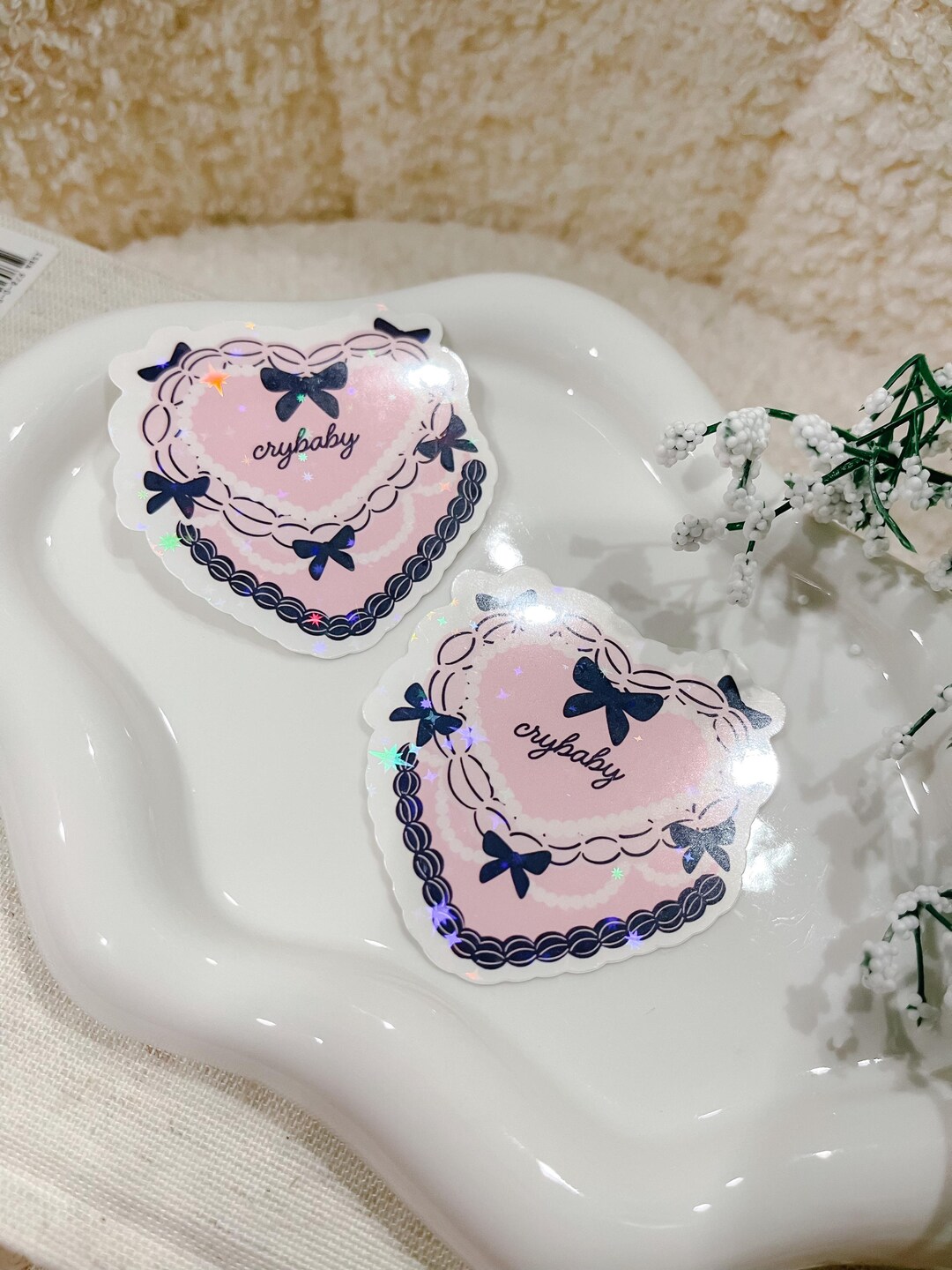 Crybaby Holographic Sticker, Vintage Heart Cake Sticker, Dollette ...