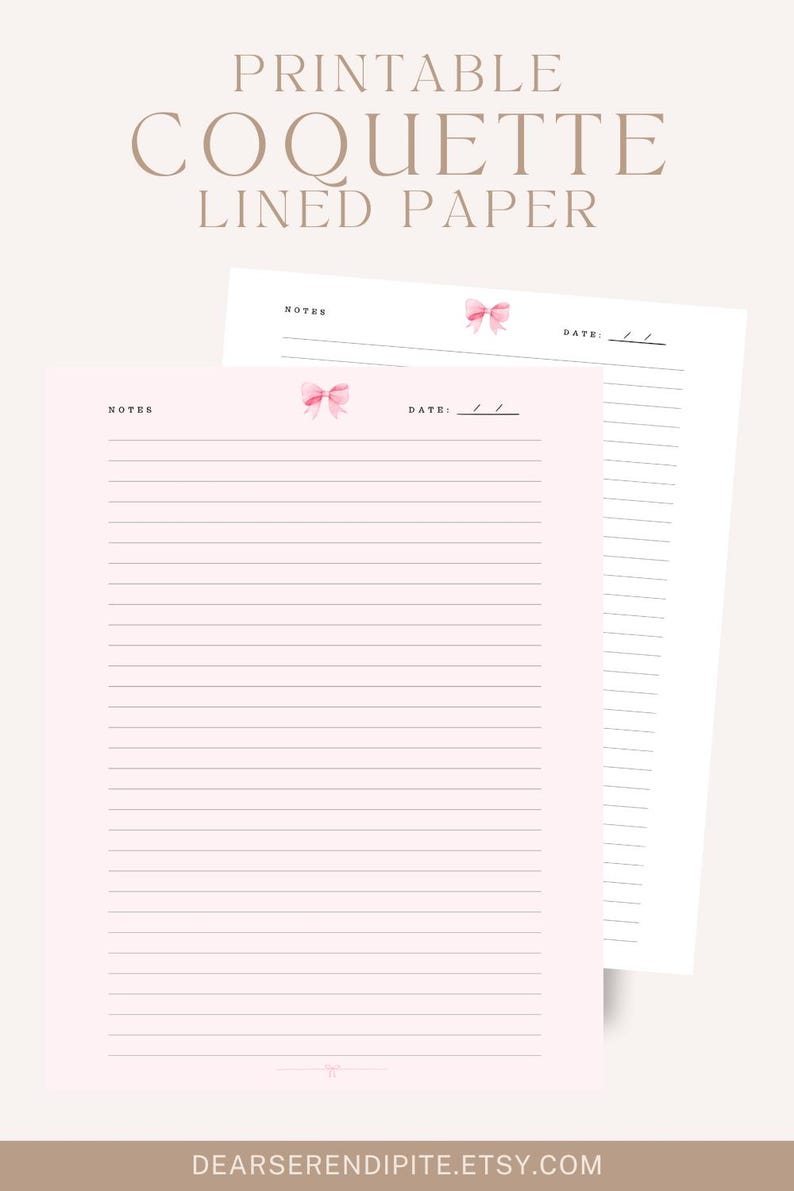 Coquette Printable Lined Notebook Digital Download Journal Note Taking ...