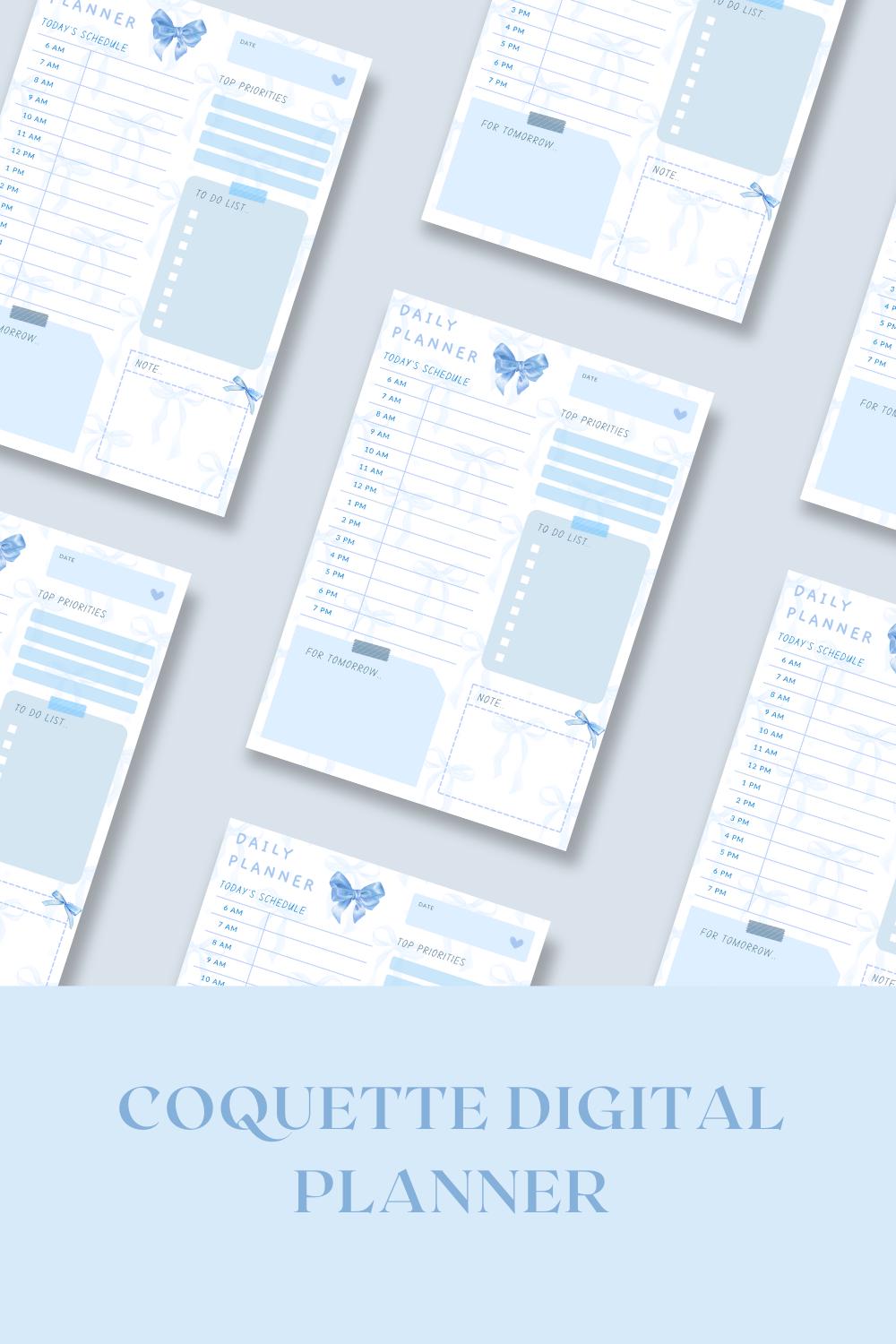 Coquette Blue Daily Planner Printable, Instant Download, Daily Schedule ...