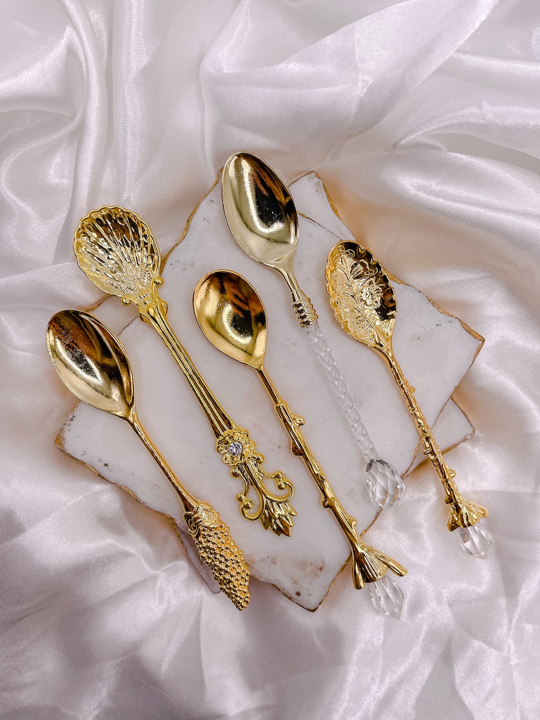 Luxury Gold Spoon Vintage Teaspoon Crystal Spoon Tiny - Etsy