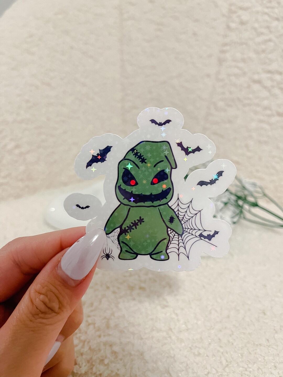 Oogie Boogie Man Holographic Sticker, Spooky Bookworm Gift, Night ...