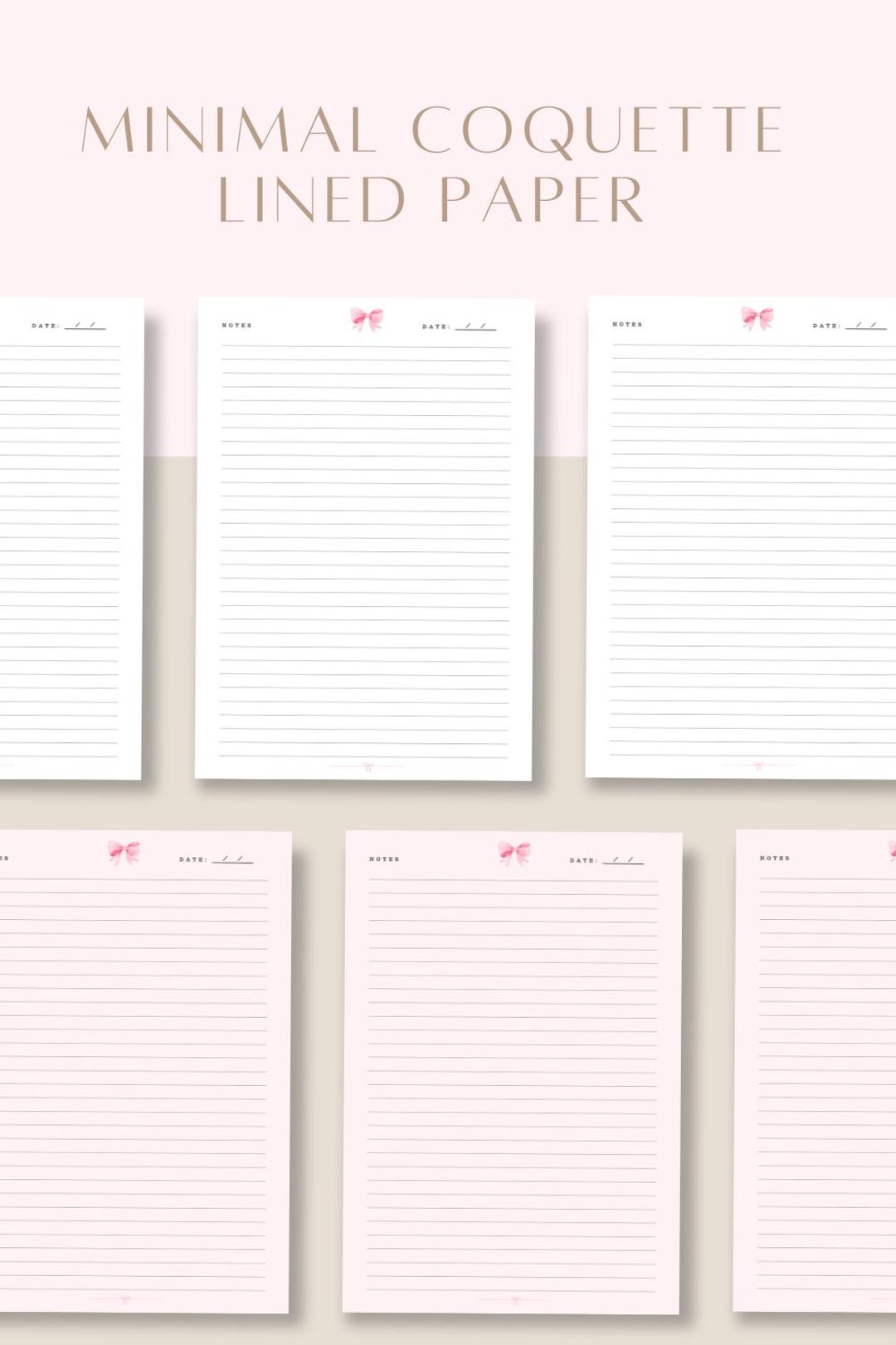 Coquette Printable Lined Notebook Digital Download Journal Note Taking ...