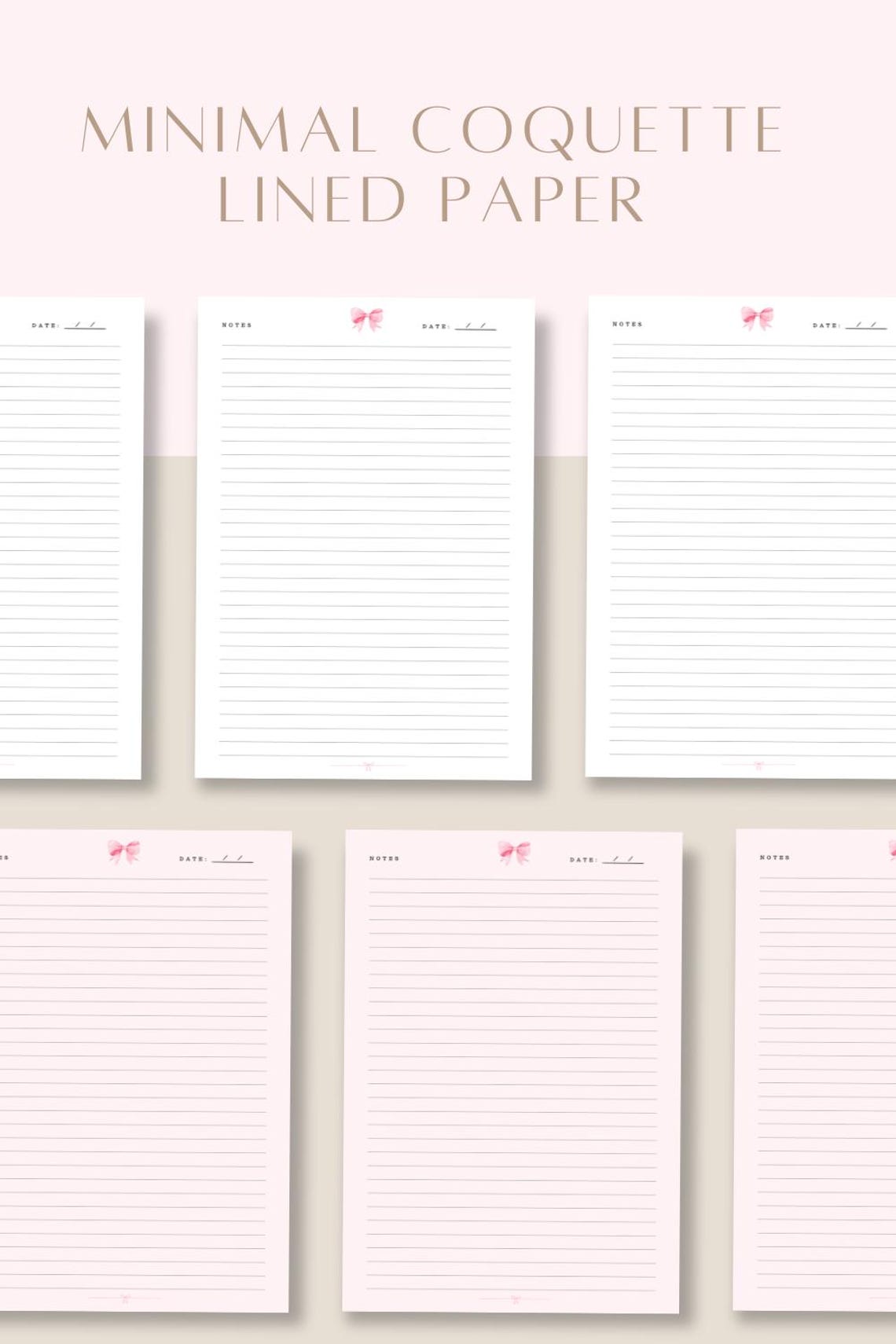 Coquette Printable Lined Notebook Digital Download Journal Note Taking ...