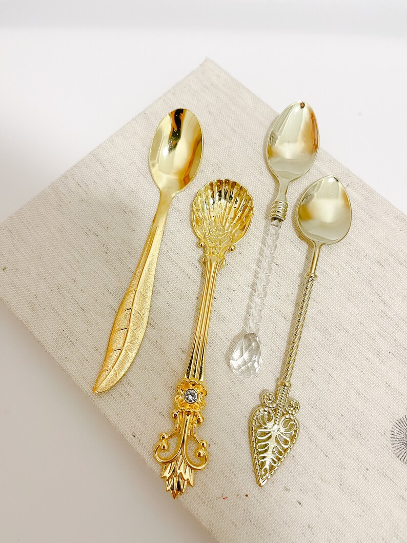 Luxury Gold Vintage Spoons, Witch Altar Spoons, Crystal Apothecary ...