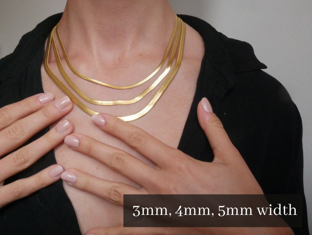 Herringbone 18kt Gold Filled Chain, Snake Chain Layering, Gift for ...