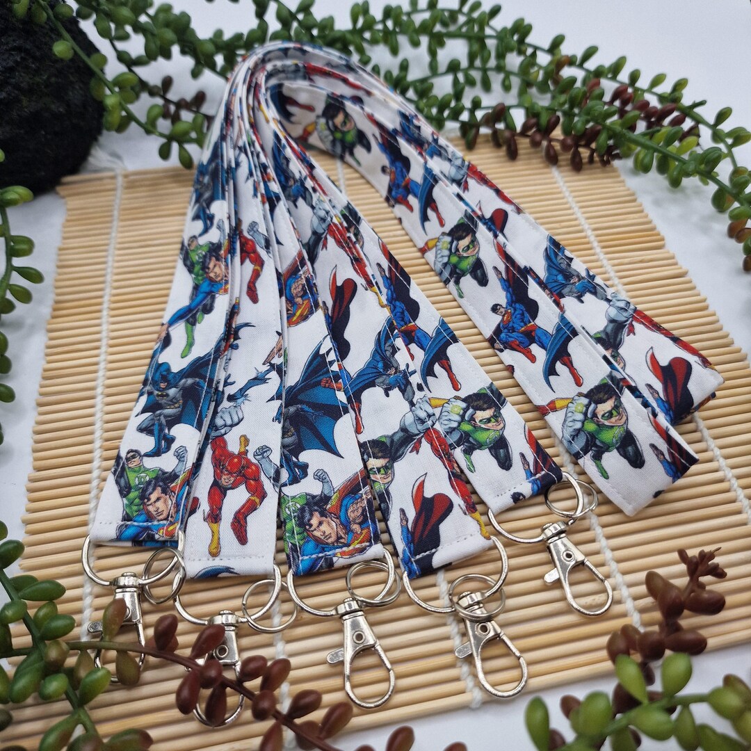 Superhero Lanyard - White Fabric, Superhero Keys/id Holder, Superhero ...