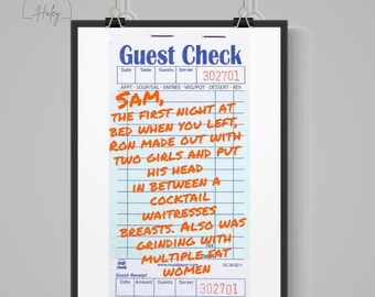 Guest Check Poster Guest Check Print Guest Check Print - Etsy