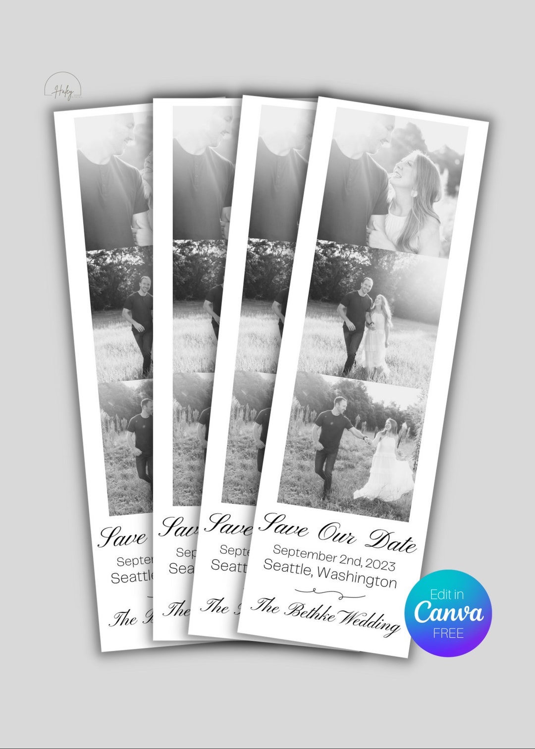 Photo Booth Strip Save the Date Template - Etsy