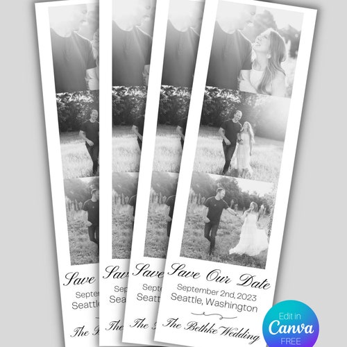 Photo Booth Strip Save the Date Template - Etsy