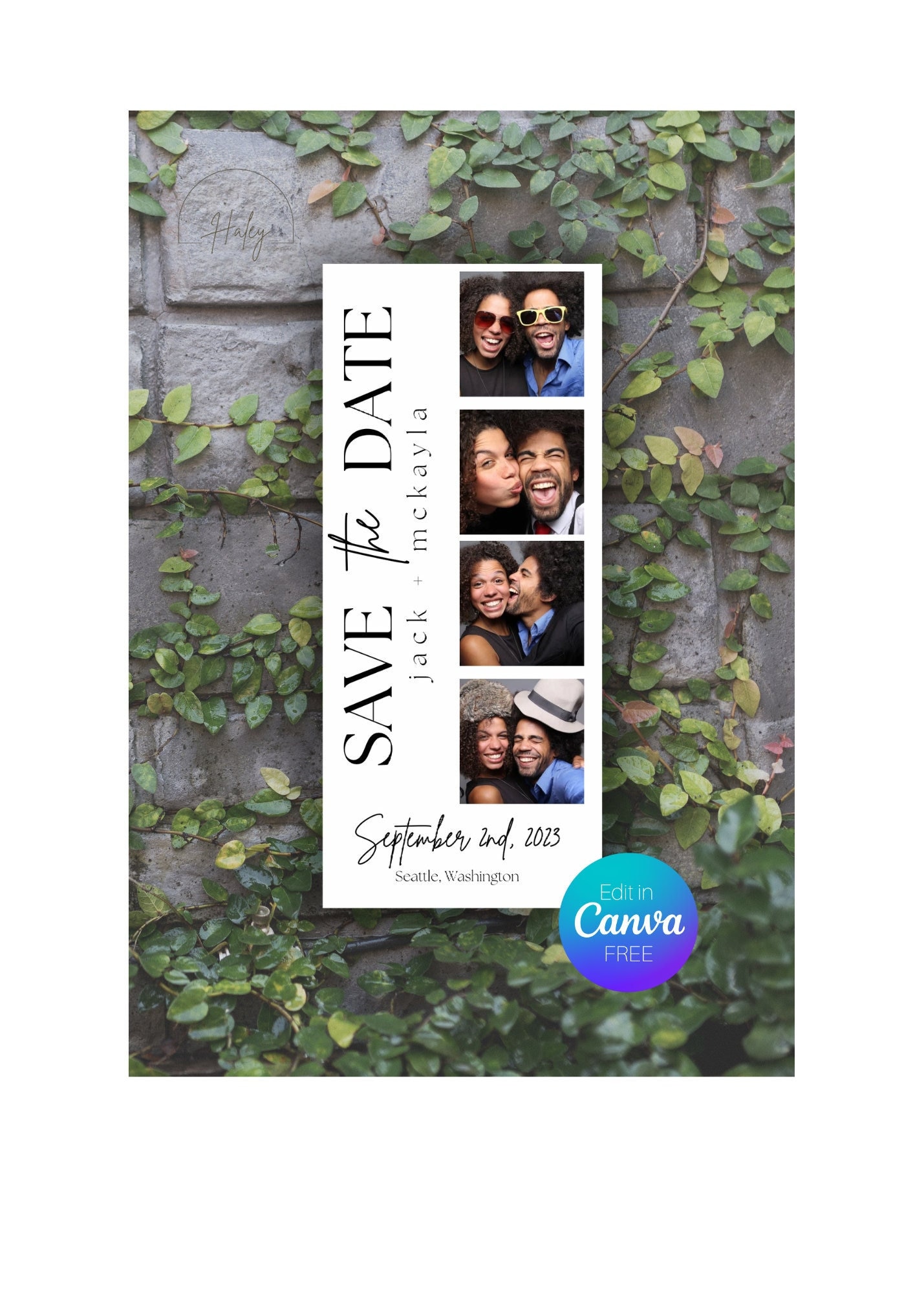 Photo Booth Strip Save the Date Template - Etsy