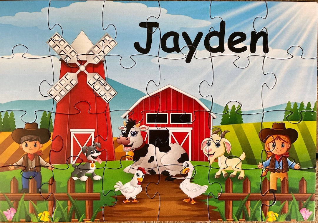 Personalized Barnyard Animals Jigsaw Puzzle for Kids, 24-piece or 60 ...