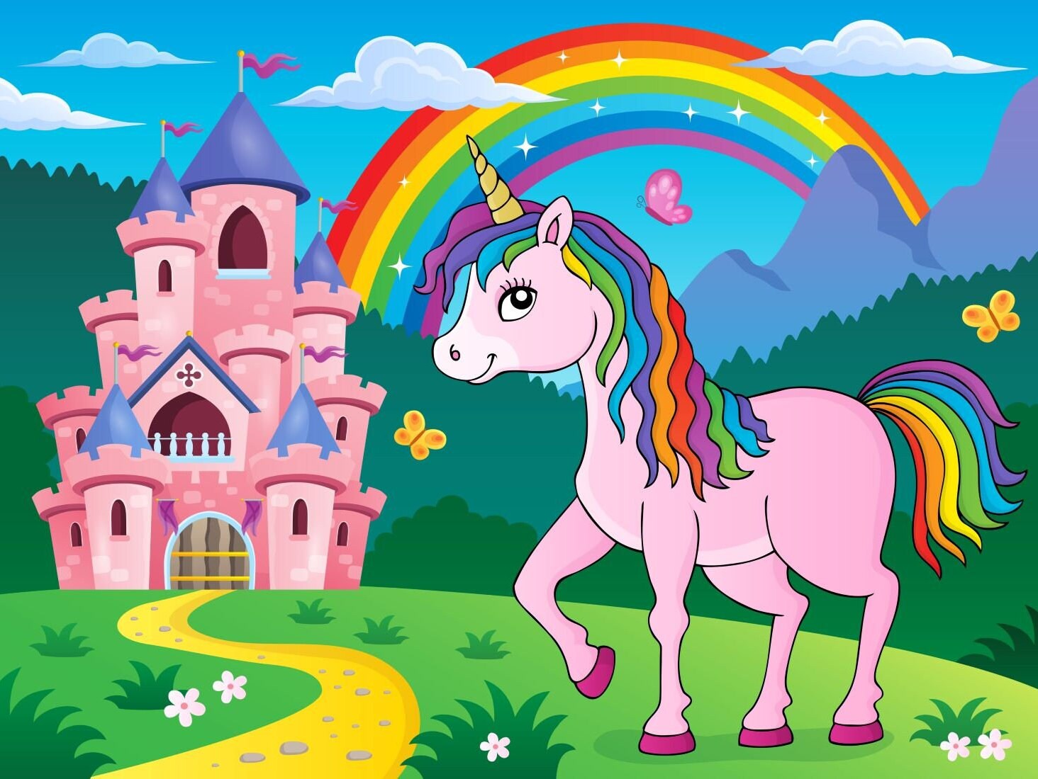 Rainbow Unicorn and Castle 60 Piece Jigsaw Puzzle for Kids. - Etsy