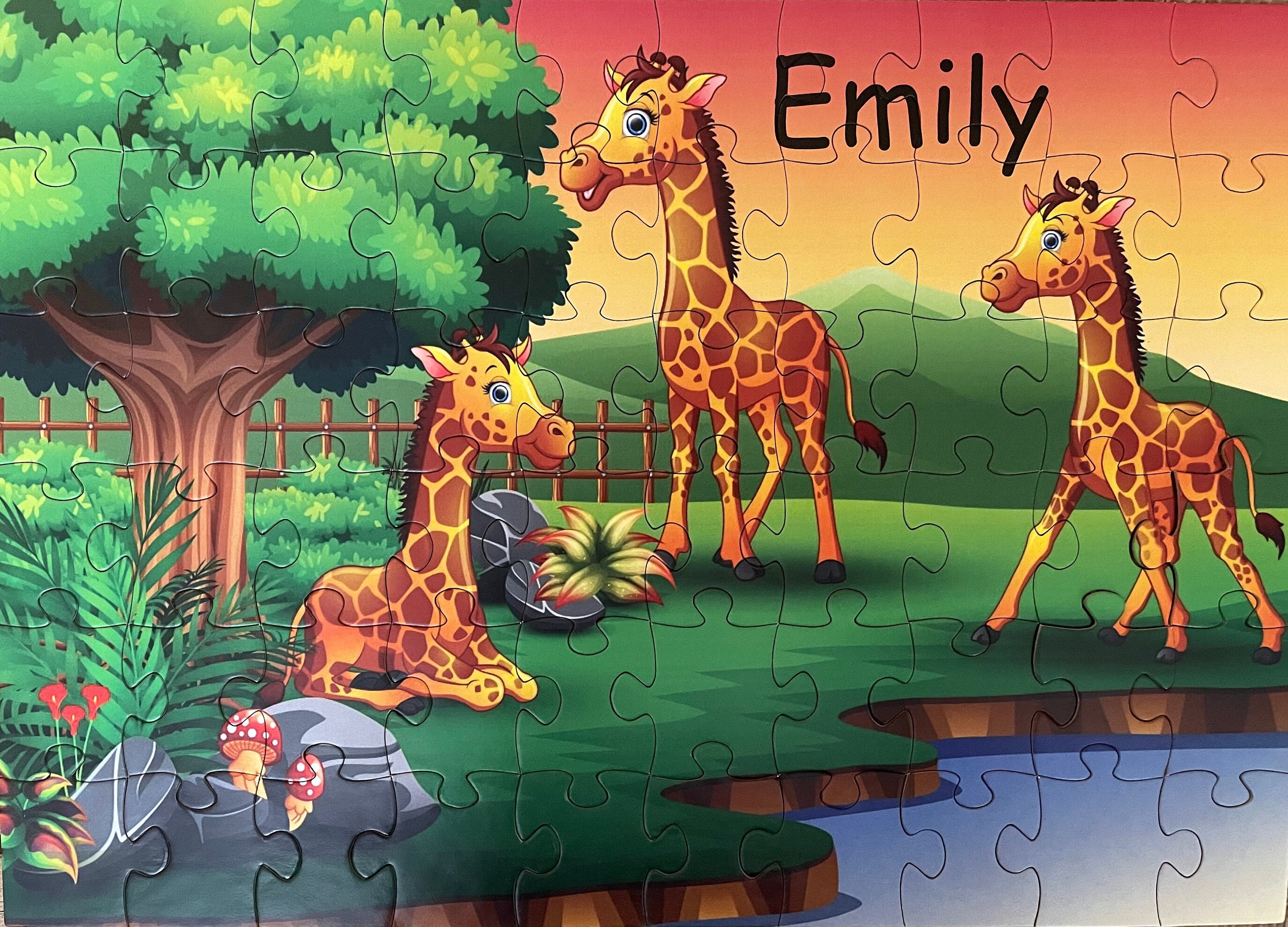 Personalized Giraffe Jigsaw Puzzle for Kids, 24-piece or 60-piece ...