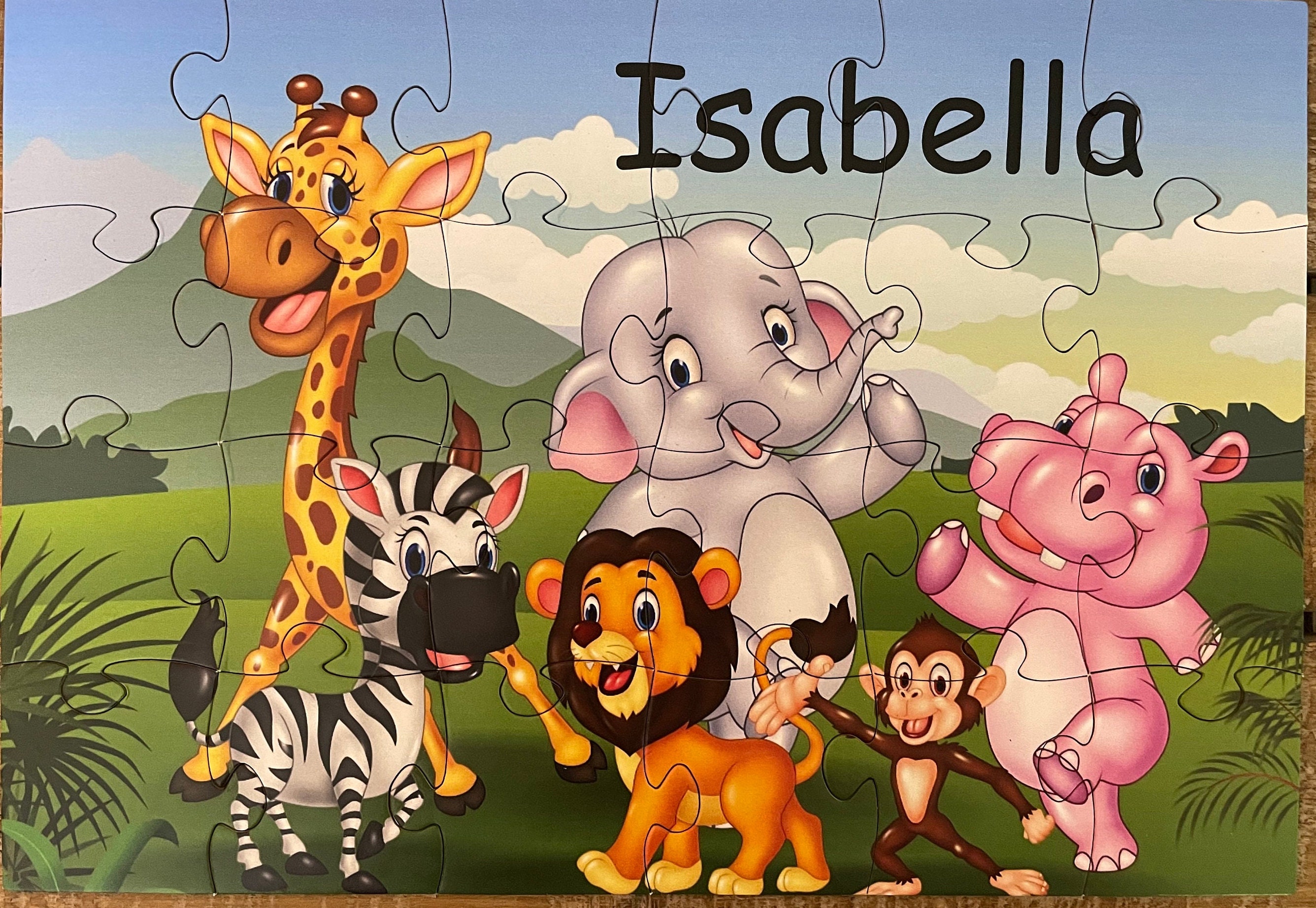 Personalized Jungle Animals Jigsaw Puzzle for Kids - 24-piece or 60 ...