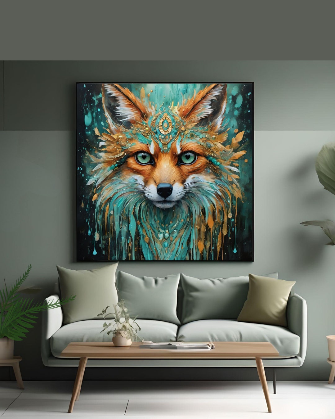 Mint Green Fox Wall Art Digital Download - Etsy