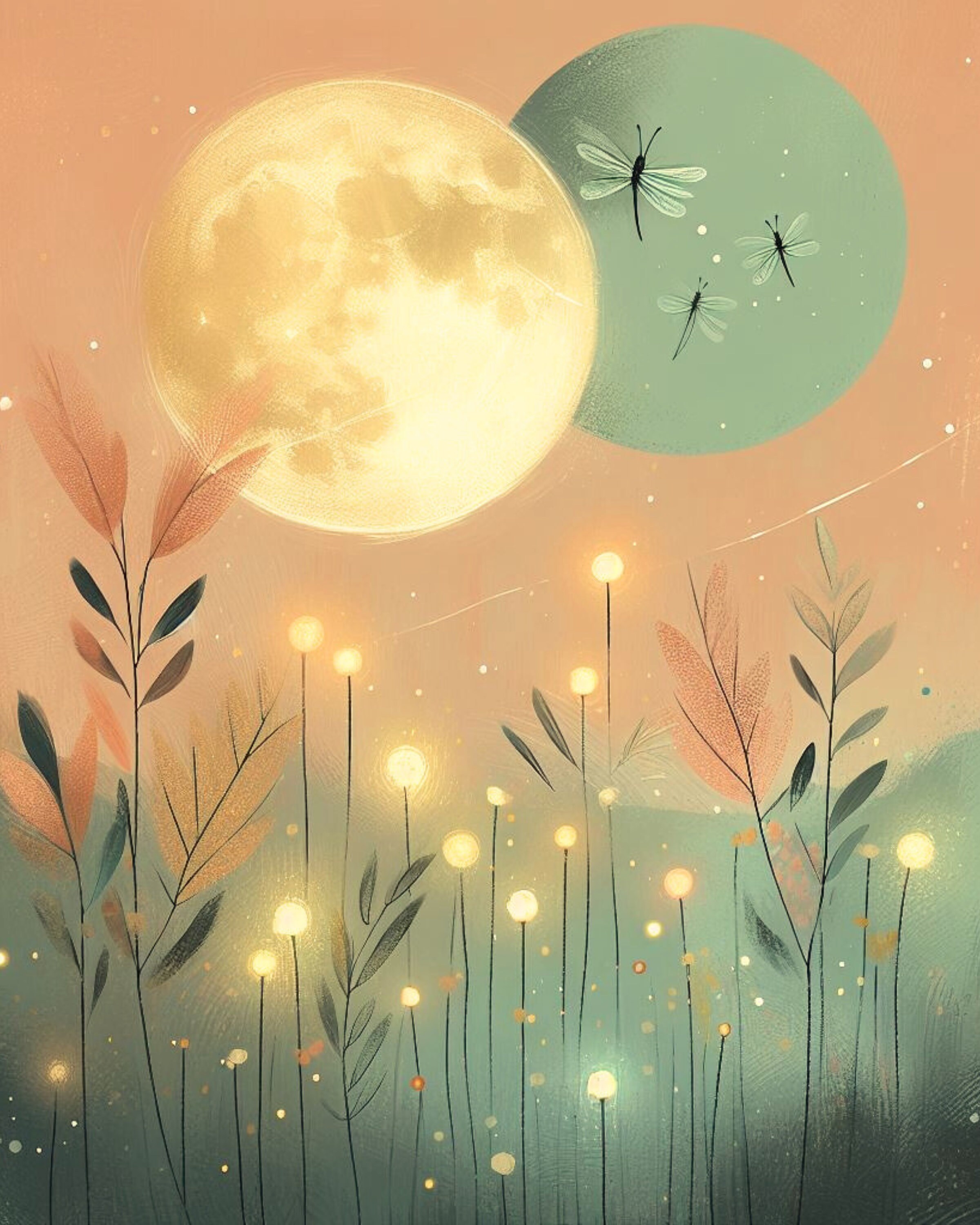 Brown and Beige Leaf Bohemian Illustrated Canvas Print Digital Download ...