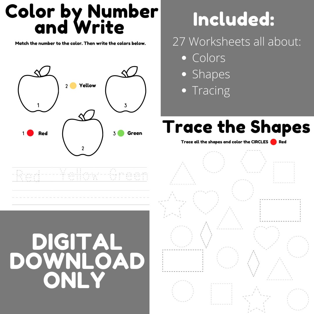 Handwriting Practice Colors, Shapes and Tracing - Etsy