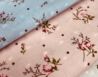 Swiss Dot Cotton Fabric Floral Fabric Flower Print Fabric Raised Dot ...
