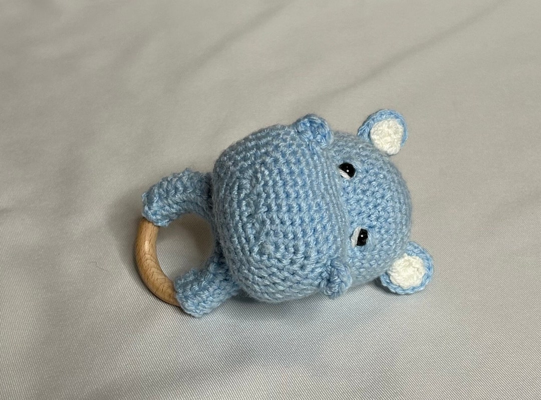 Hippo Baby Rattle Crochet Stuffed Animal Rattle - Etsy