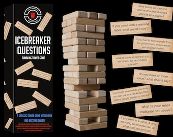 Icebreaker Questions Tumbling Tower Game™ Family Party Game Get to Know ...