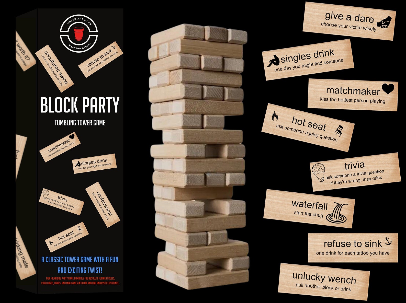 Block Party - Tumbling Tower Drinking Game™ | Tipsy Fun - Bachelorette ...