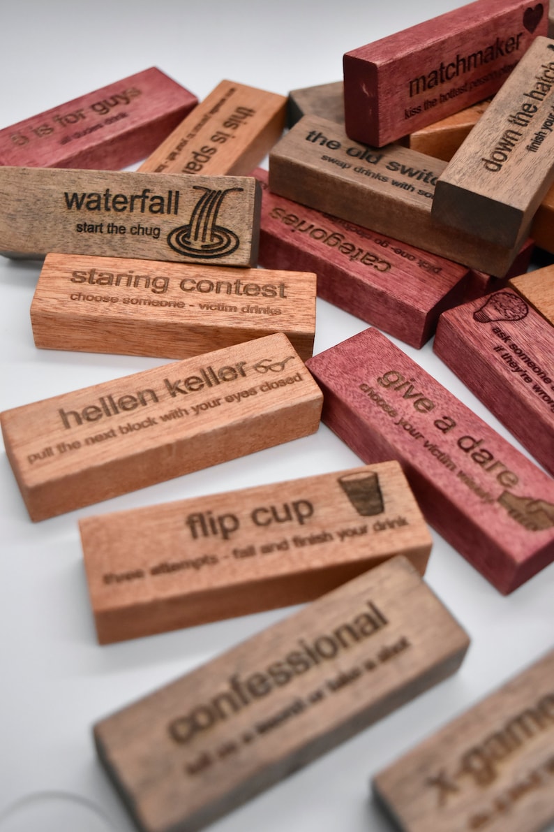 Block Party Tumbling Tower Drinking Game Tipsy Fun - Etsy