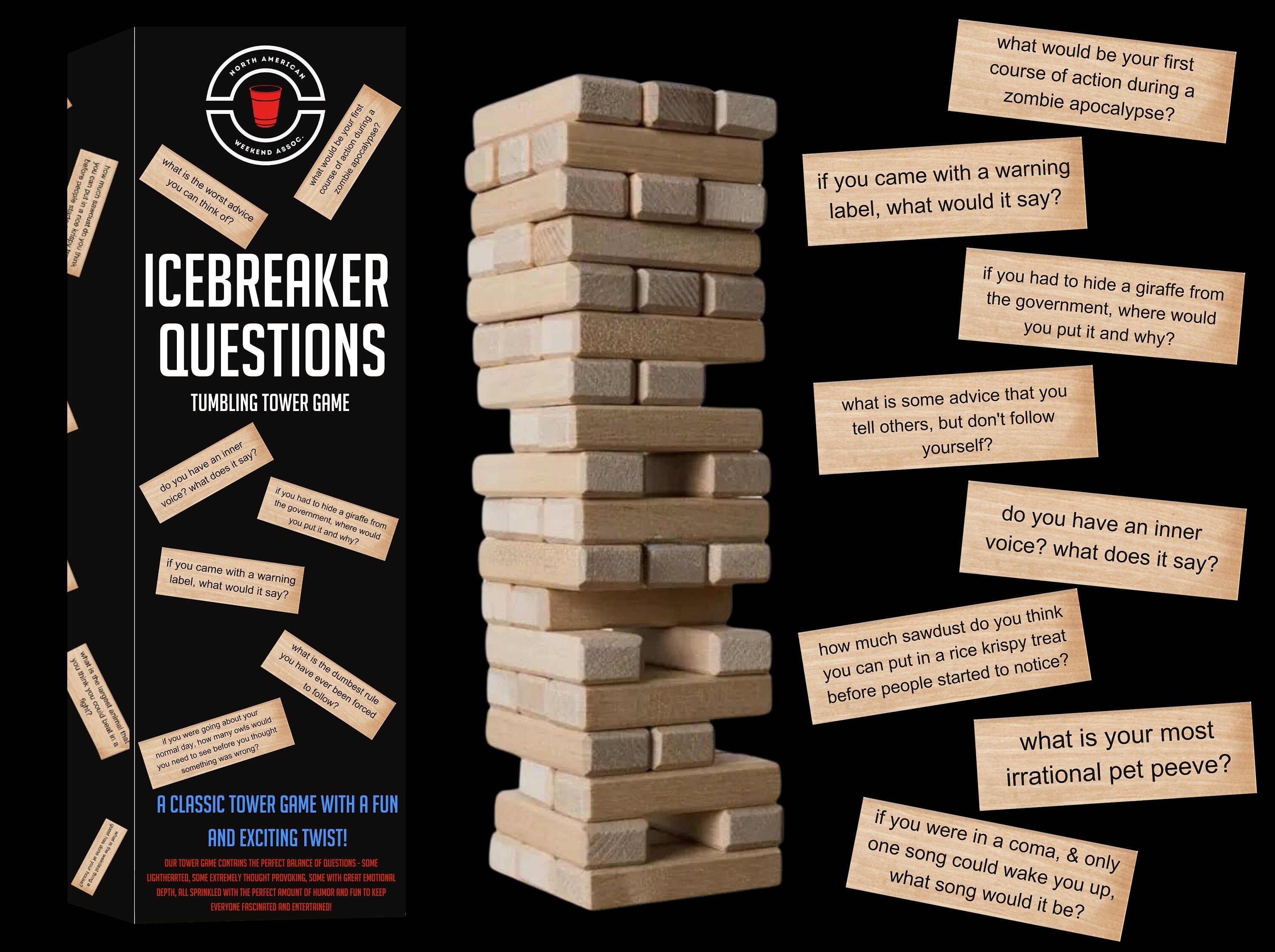 Icebreaker Questions Tumbling Tower Game™ - Family Party Game - Get to ...