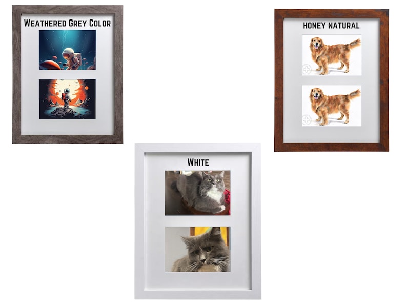 2 Opening Personalized Picture Frame 5"x7" - Grey W/ Mat - Custom Add ...