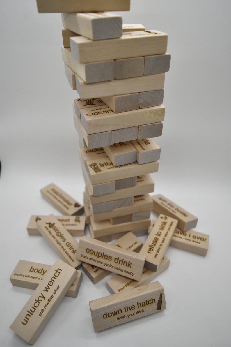 Block Party Tumbling Tower Drinking Game Tipsy Fun - Etsy
